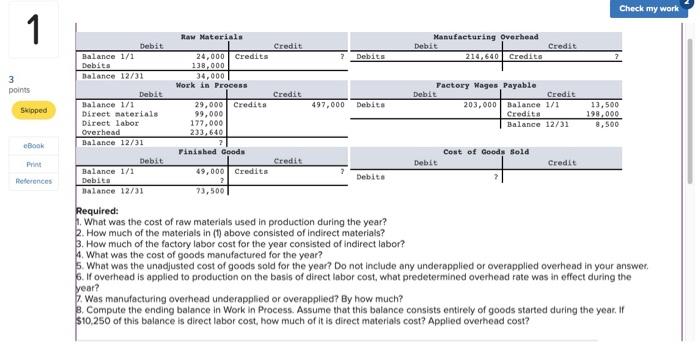 Solved Required: 1. What was the cost of raw materials used | Chegg.com