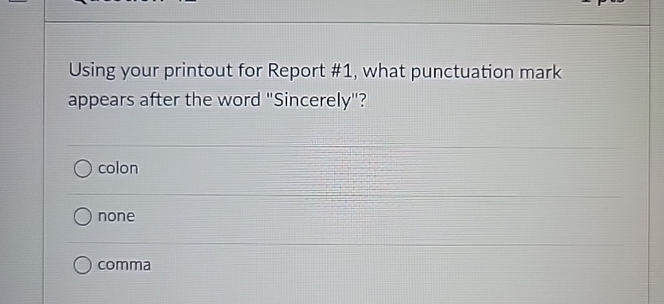 Solved Using your printout for Report #1, ﻿what punctuation | Chegg.com
