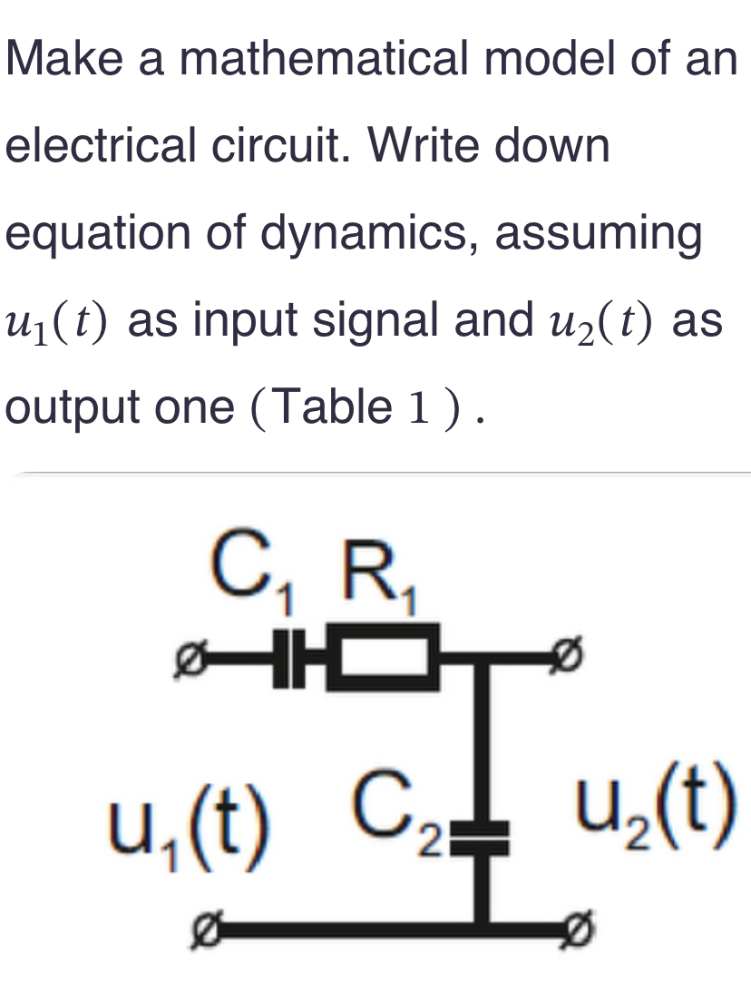 Make a mathematical model of an electrical circuit. | Chegg.com