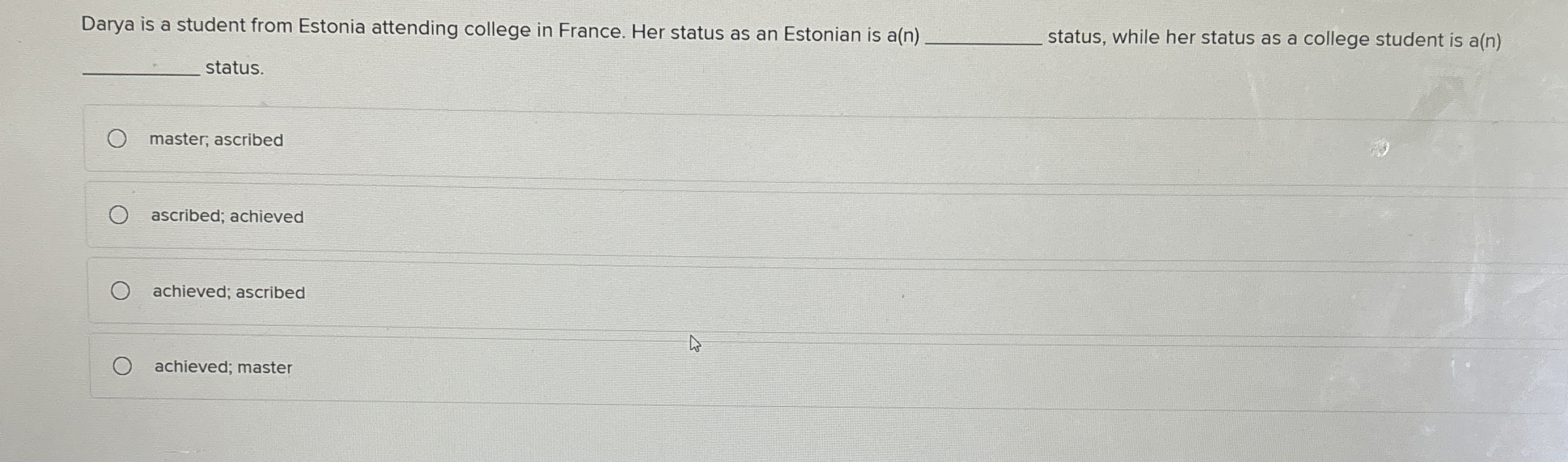 Solved Darya is a student from Estonia attending college in | Chegg.com