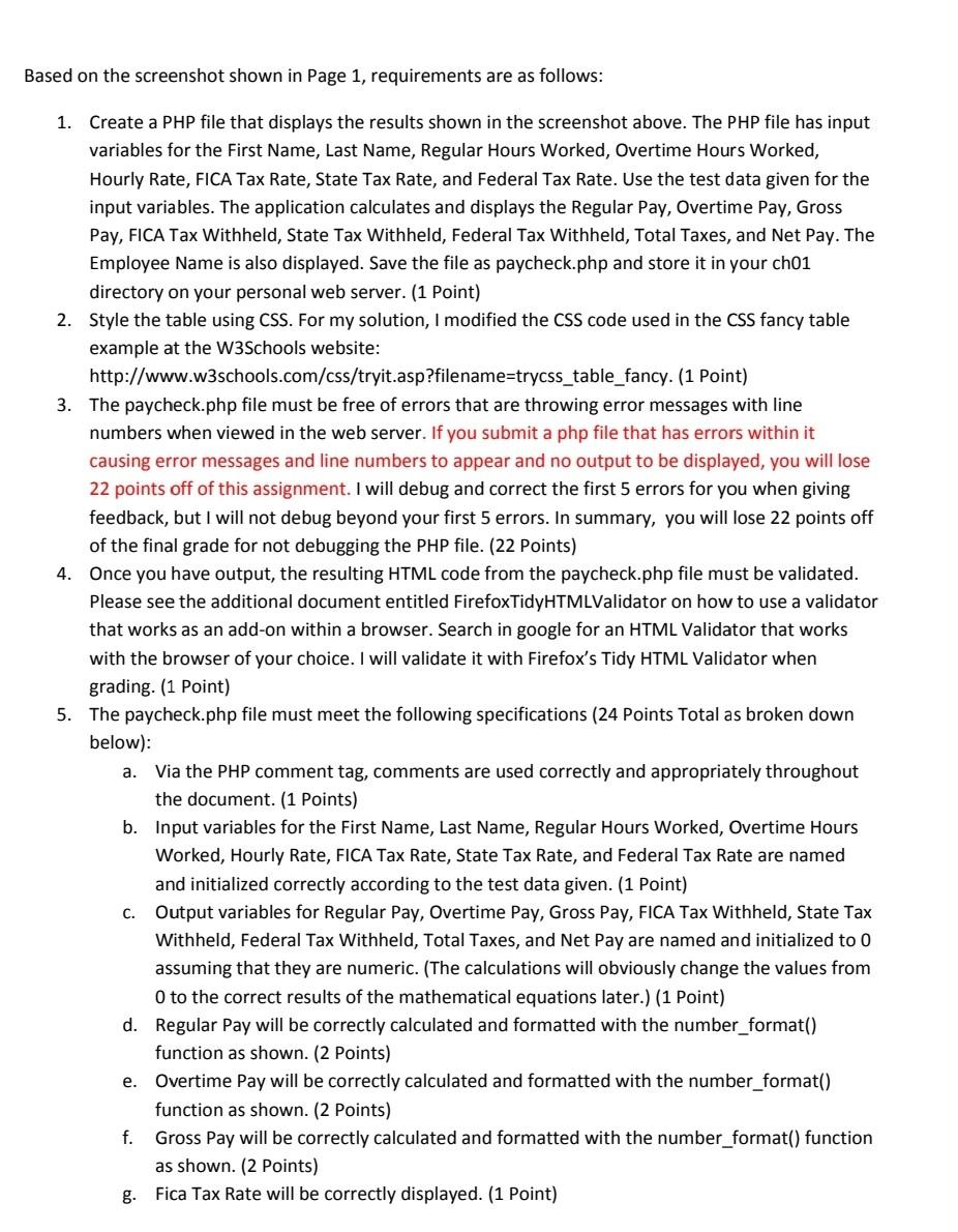 Solved Paycheck Calculator This Paycheck assignment is the | Chegg.com