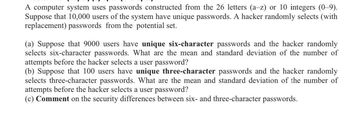Solved A computer system uses passwords constructed from the | Chegg.com