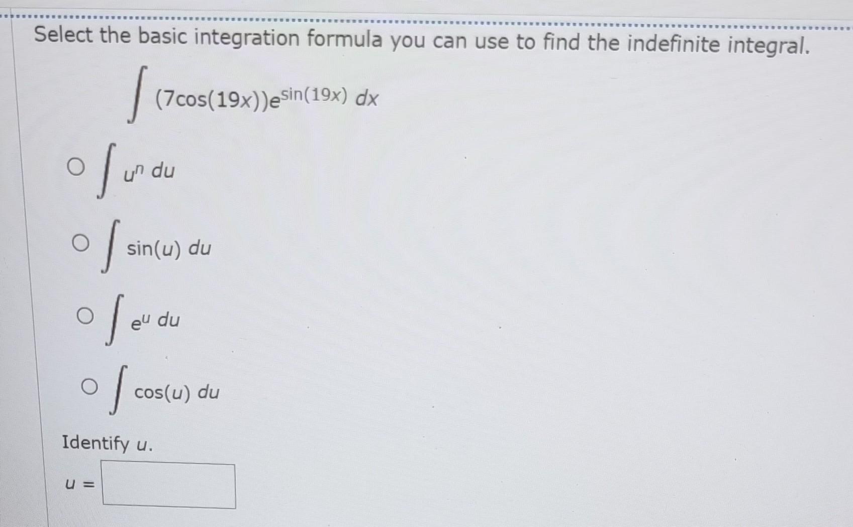Solved Select the basic integration formula you can use to | Chegg.com