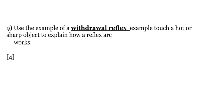 Solved 9) Use the example of a withdrawal reflex example | Chegg.com