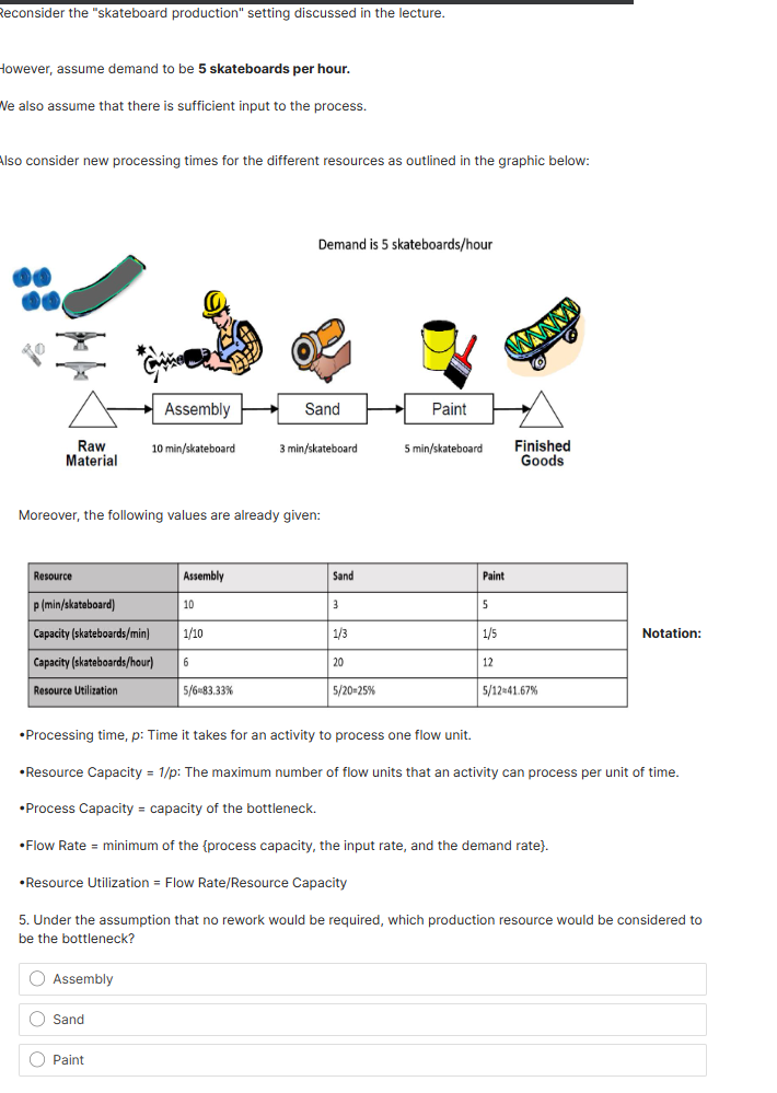 Solved Reconsider the "skateboard production" setting | Chegg.com