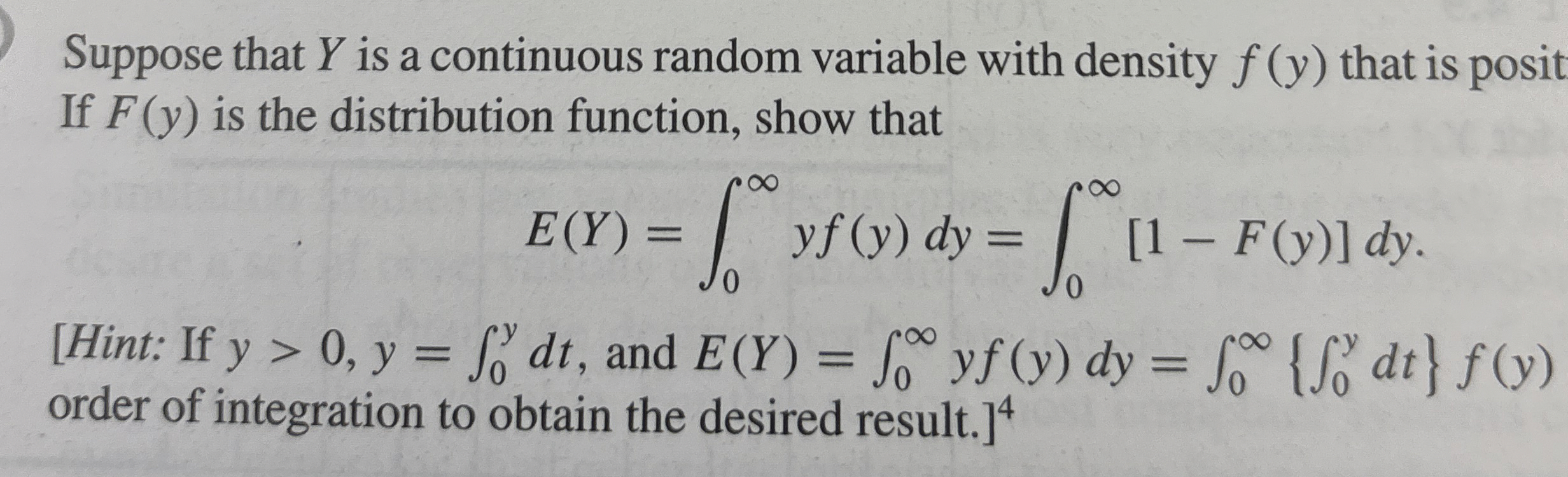 Solved Suppose that Y ﻿is a continuous random variable with | Chegg.com