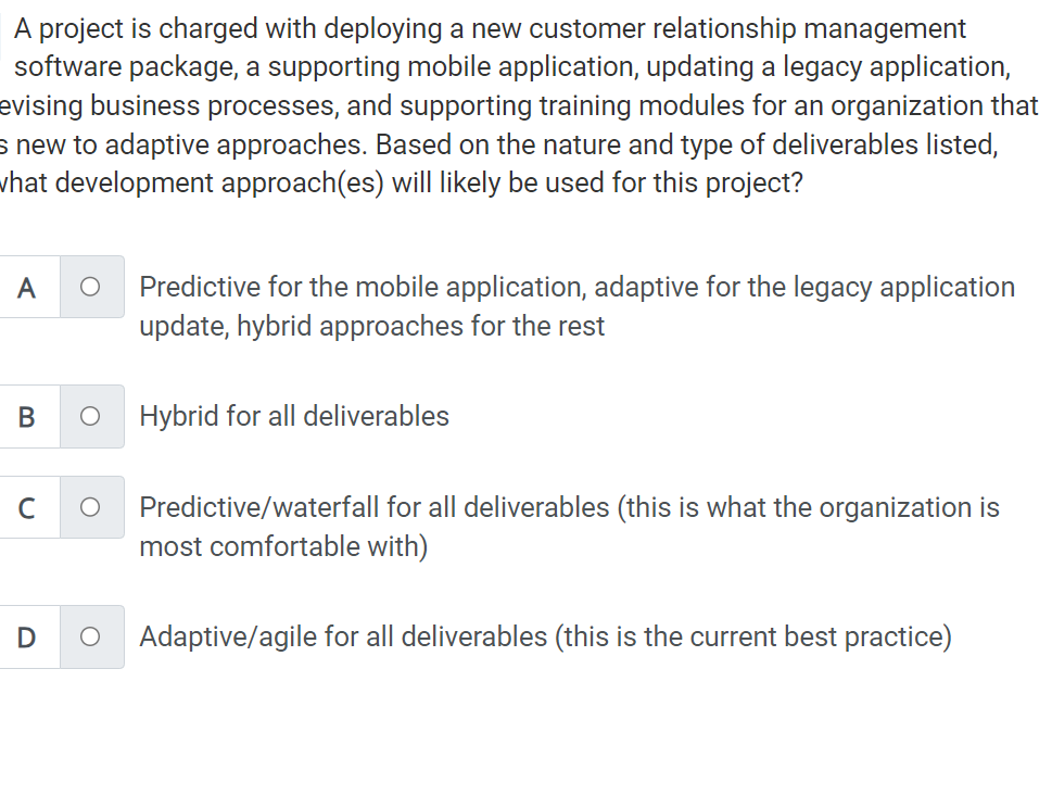 Solved A project is charged with deploying a new customer | Chegg.com