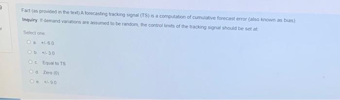 Solved Fact As Provided In The Text A Forecasting Tracking