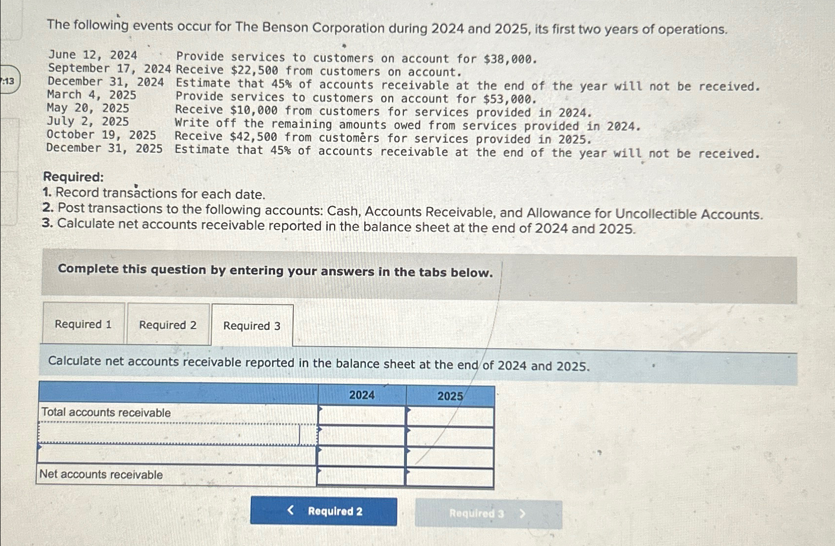 Solved The following events occur for The Benson Corporation | Chegg.com