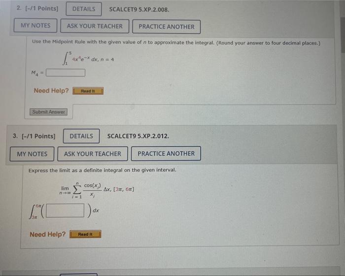 2. [-/1 Points] SCALCET9. 5.XP.2.008. Use the | Chegg.com