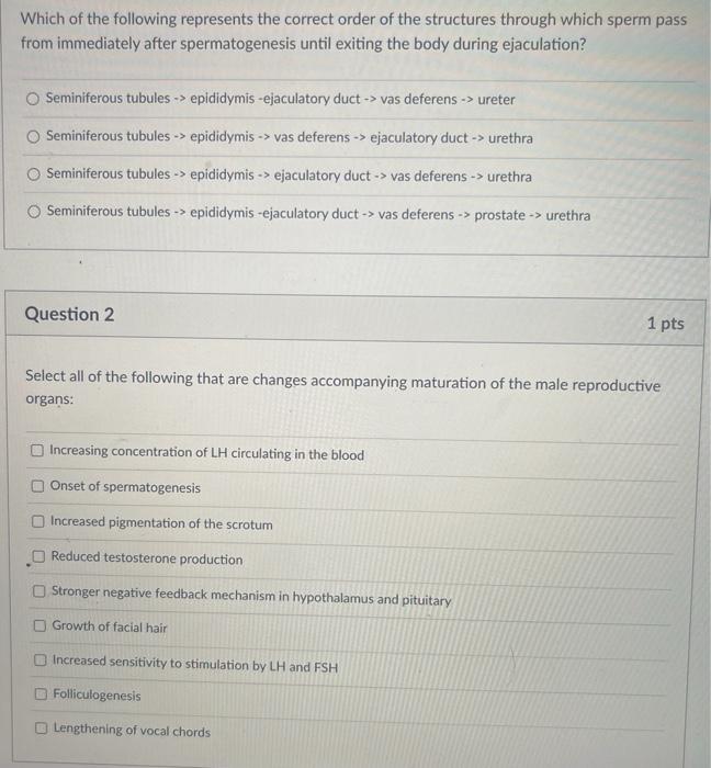 Solved Which of the following represents the correct order | Chegg.com
