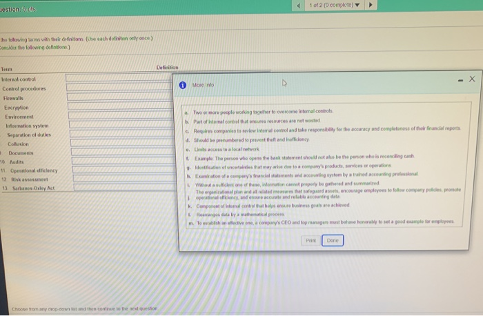 Solved 1 of 2 (0 complote) estions the following terms with | Chegg.com