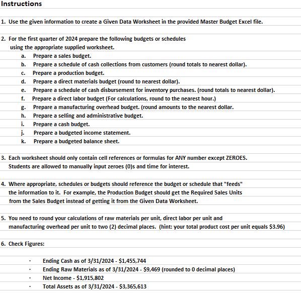 Solved InstructionsUse the given information to create a | Chegg.com