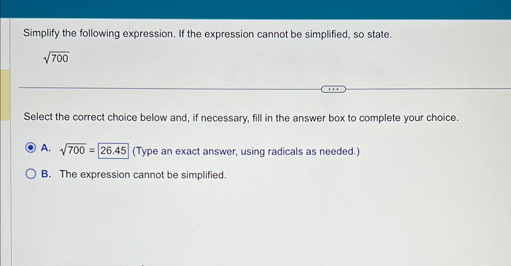 Solved Simplify the following expression. If the expression | Chegg.com