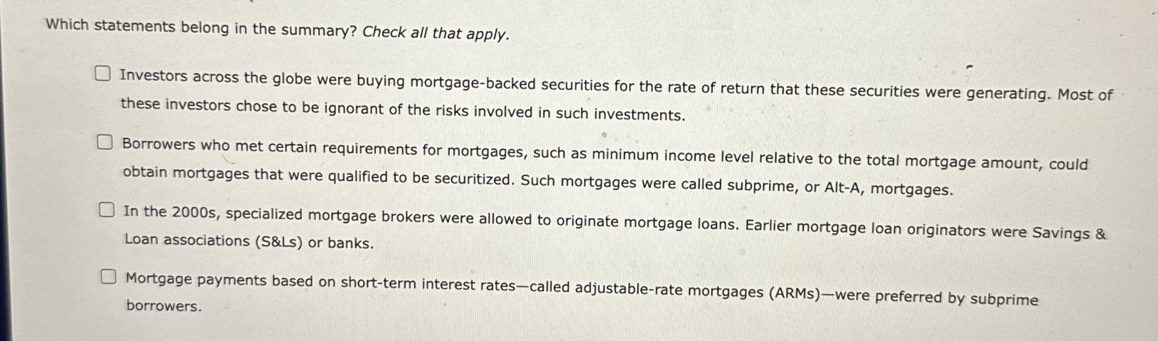 Solved Which statements belong in the summary? Check all | Chegg.com