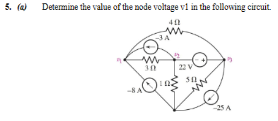 Solved (a) ﻿Determine the value of the node voltage v1 ﻿in | Chegg.com