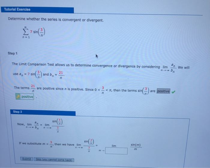 Solved Tutorial Exercise Determine whether the series is | Chegg.com