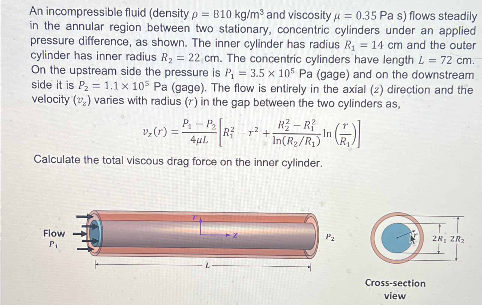 Solved An incompressible fluid (density ρ=810kgm3 ﻿and | Chegg.com
