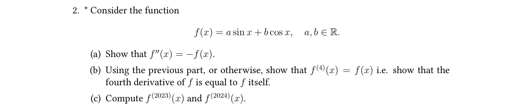Solved Consider The Functionf X Asinx Bcosx A Binr A