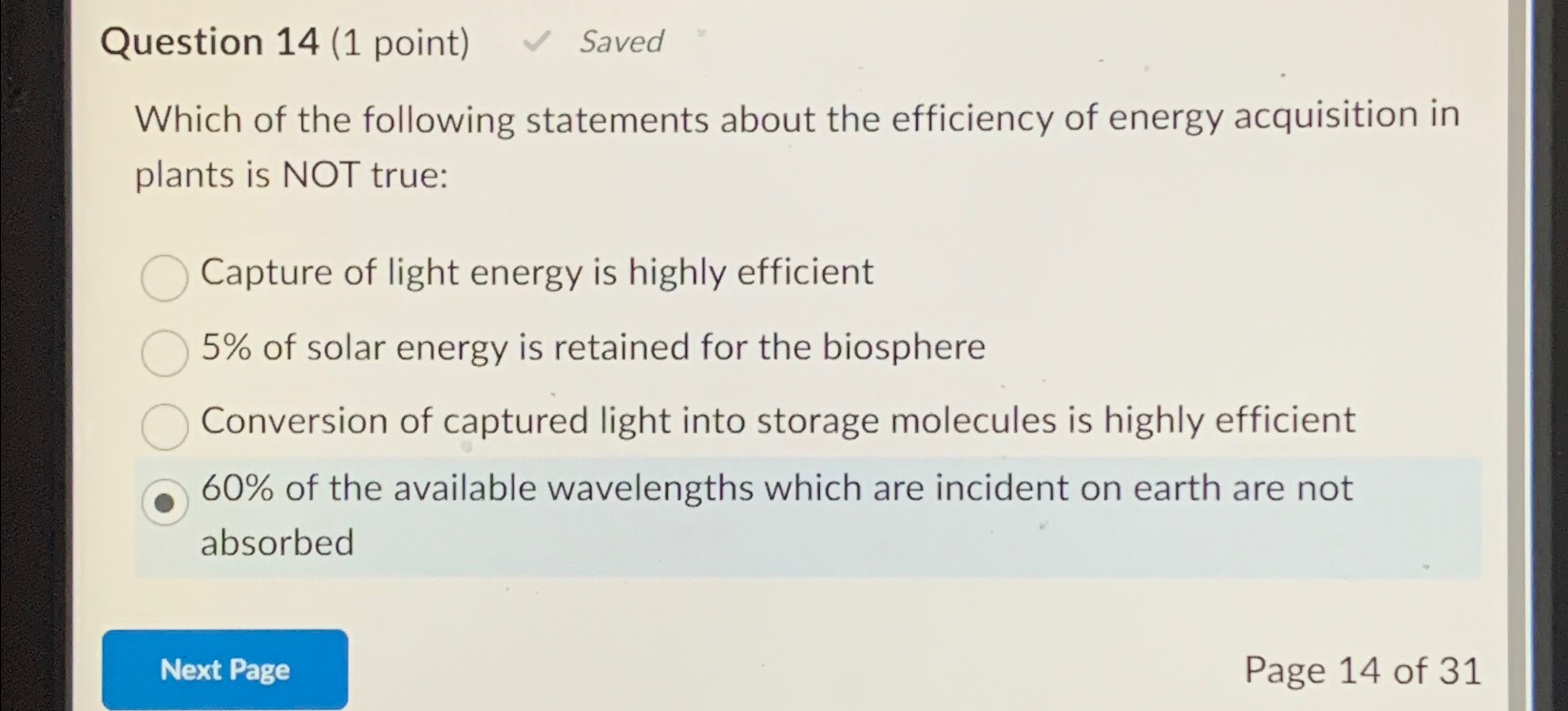 Solved Question 14 (1 ﻿point)SavedWhich of the following | Chegg.com