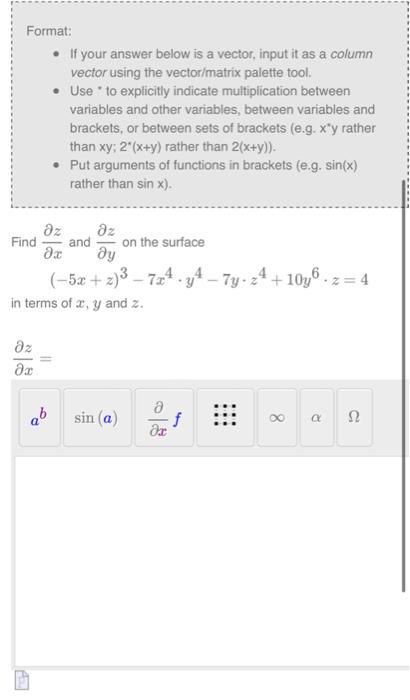 Solved Format: • If your answer below is a vector, input it | Chegg.com
