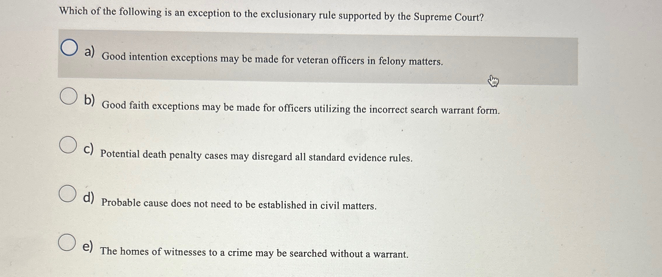Solved Which of the following is an exception to the | Chegg.com