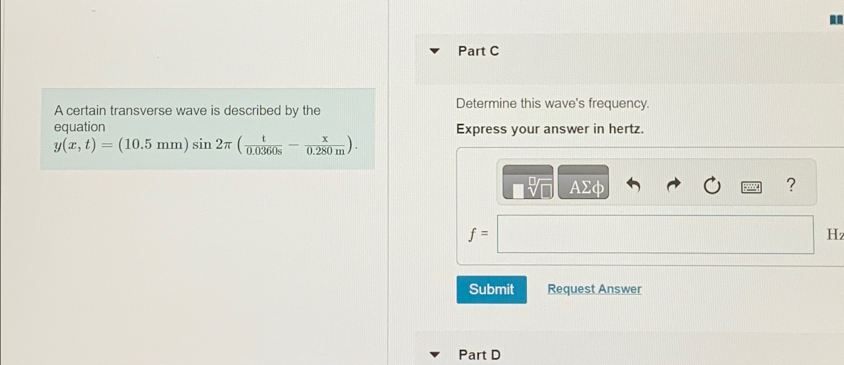 Solved A certain transverse wave is described by the | Chegg.com