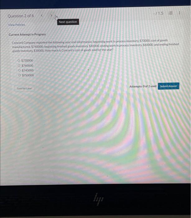 Solved Current Attempt in Progress Concord Company reported | Chegg.com