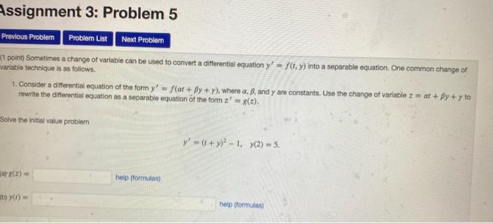 Solved ssignment 3: Problem 4 revious Problem Problem List | Chegg.com