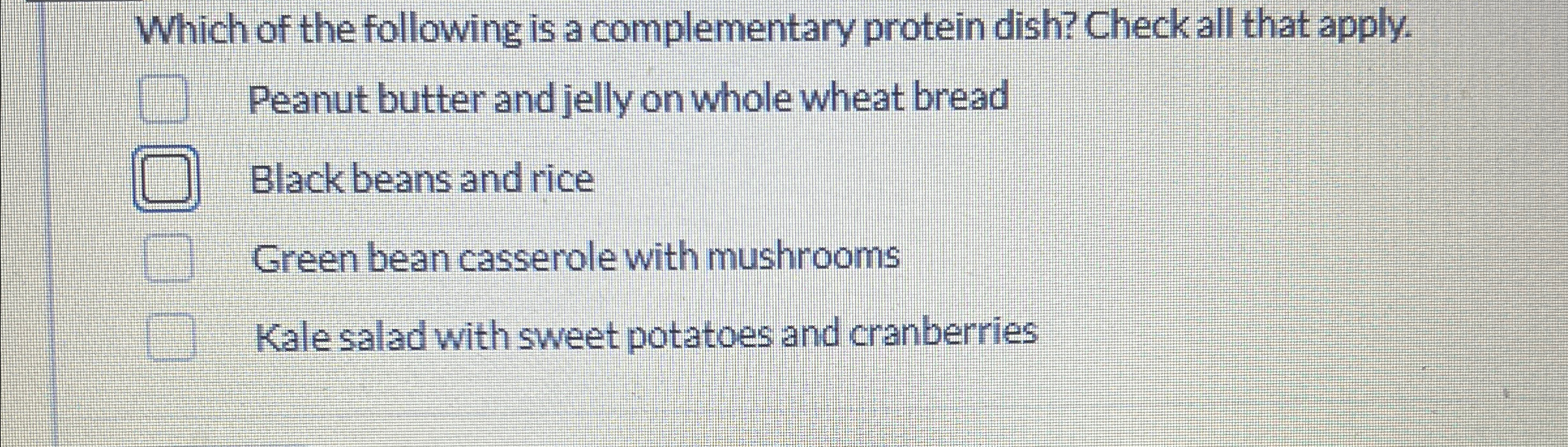 Solved Which of the following is a complementary protein | Chegg.com