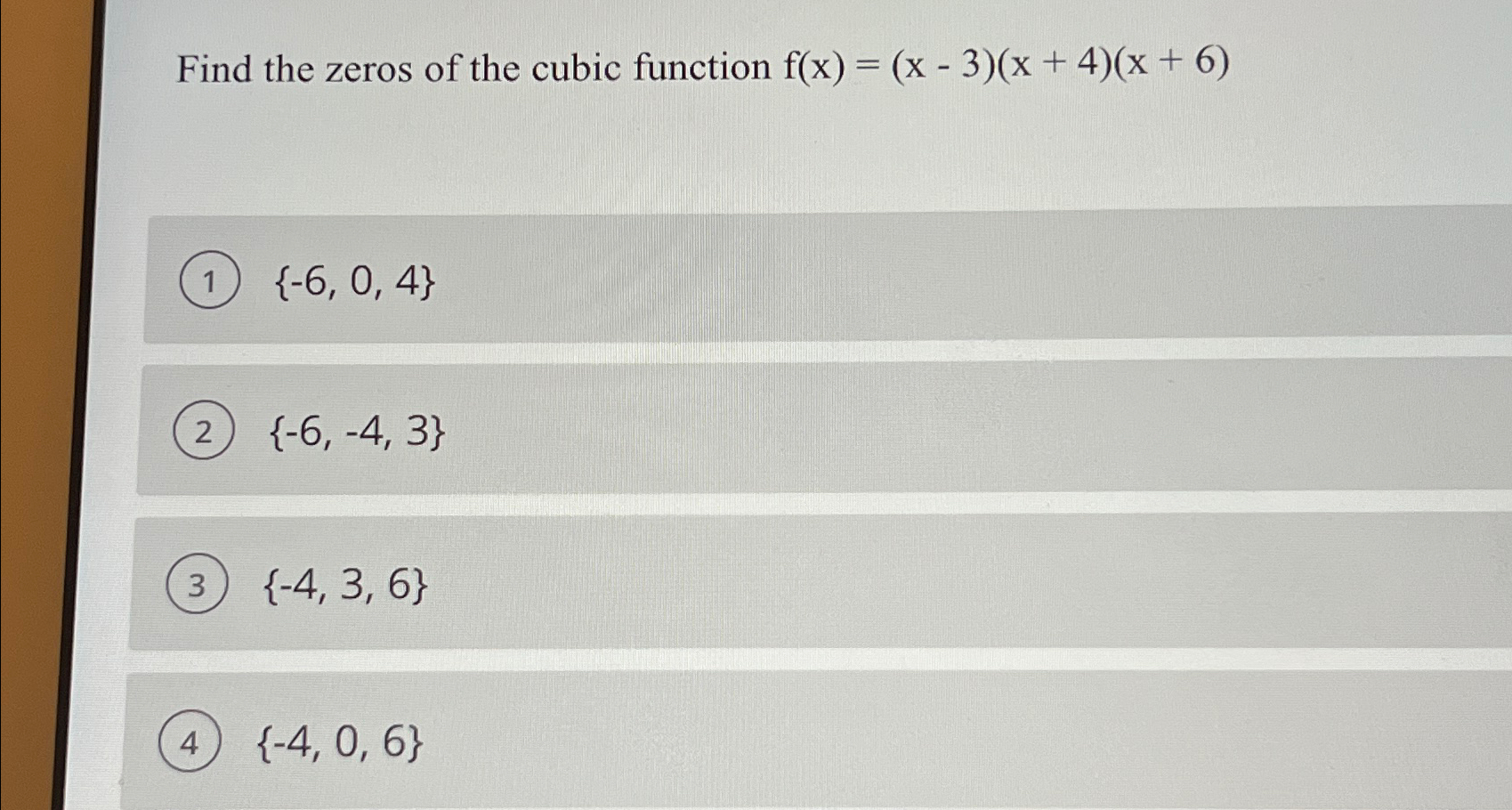 Solved Find the zeros of the cubic function | Chegg.com