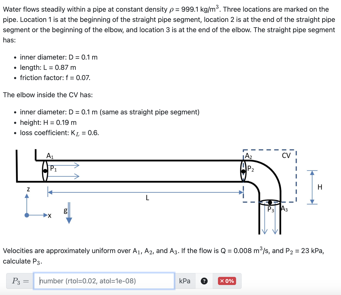 Solved Water flows steadily within a pipe at constant | Chegg.com