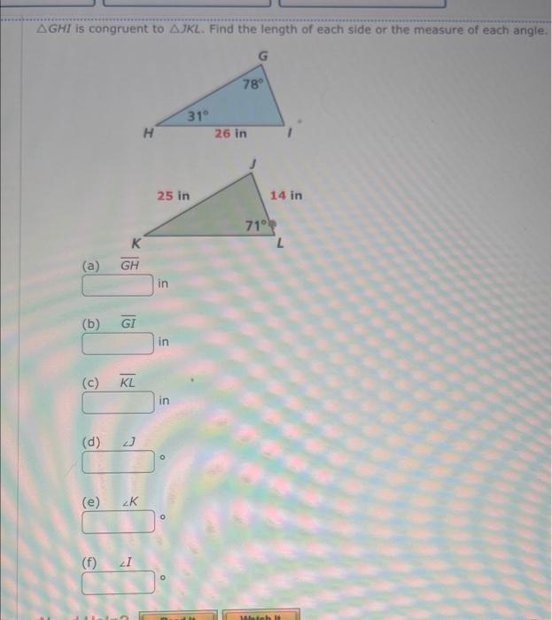 Solved GHI is congruent to JKL. Find the length of each | Chegg.com