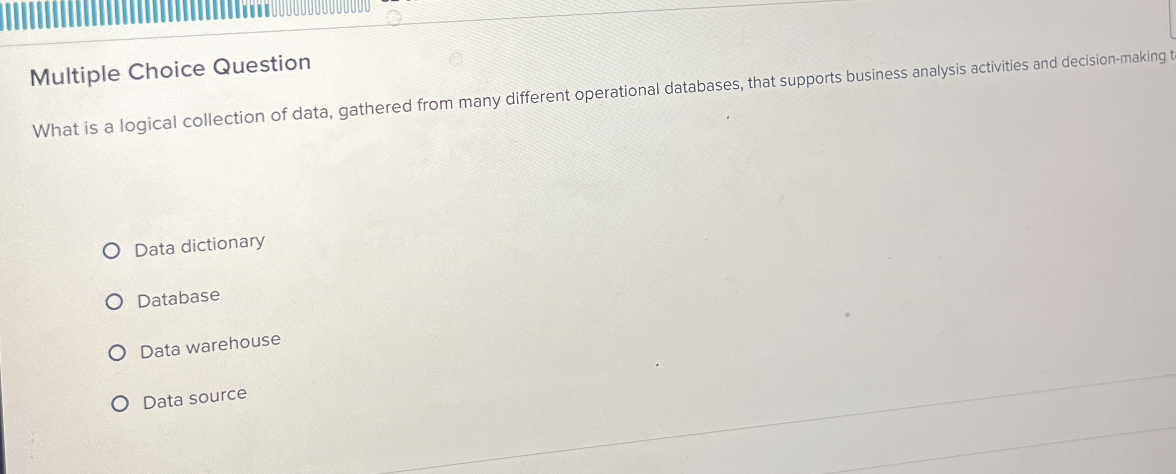Solved Multiple Choice QuestionWhat is a logical collection | Chegg.com