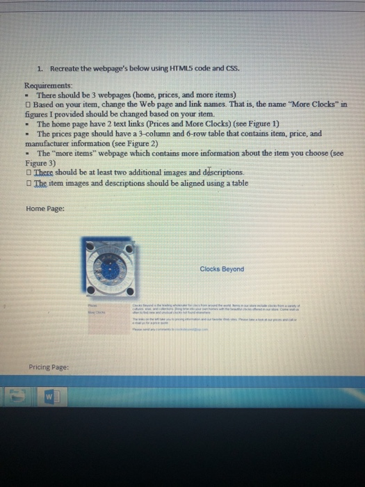 Solved 1. Recreate the webpage's below using HTML code and | Chegg.com