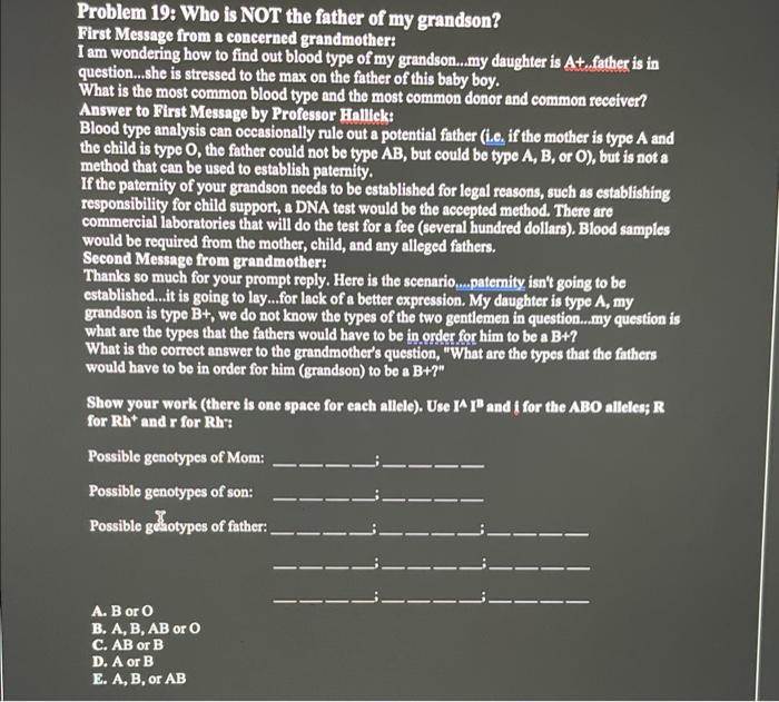 Solved Problem 19: Who is NOT the father of my grandson? | Chegg.com