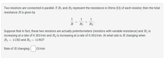 Solved Two resistors are connected in parallel. If R1 and R2 | Chegg.com