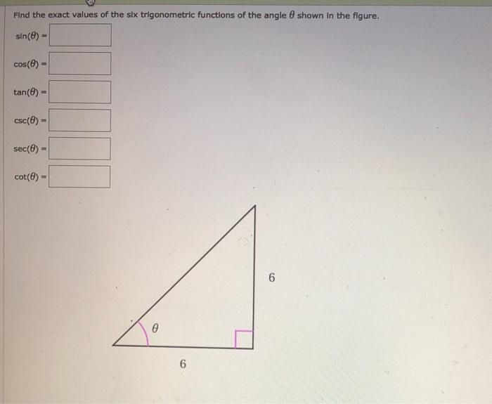 Solved Find the exact values of the six trigonometric | Chegg.com