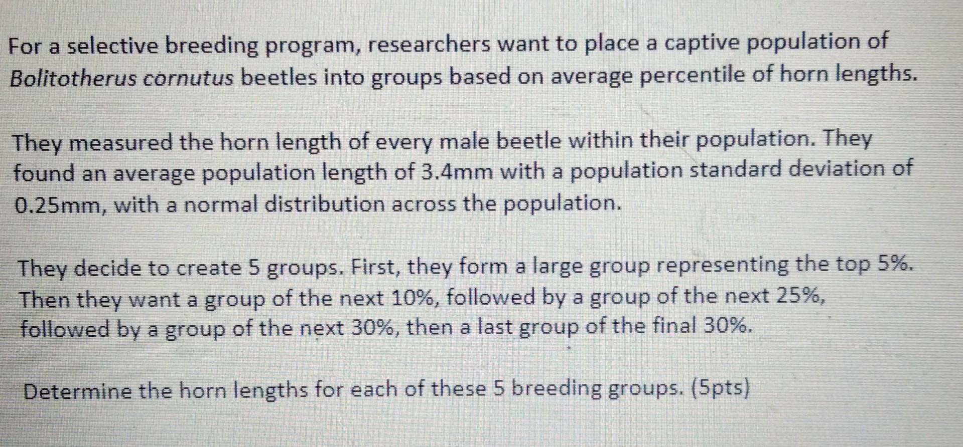Solved For a selective breeding program, researchers want to | Chegg.com