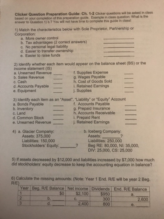 Solved Clicker Question Preparation Guide: Ch. 1-2 Clicker | Chegg.com