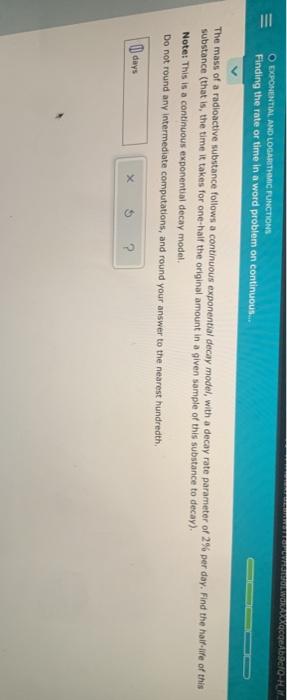 Solved EXPONENTIAL AND LOGARITHMIC FUNCTIONS Finding the | Chegg.com