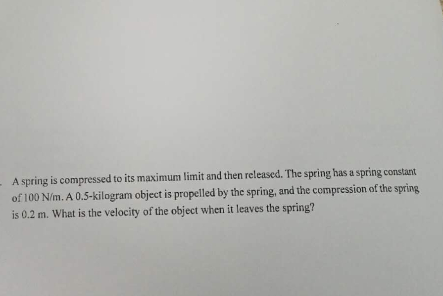 Solved A spring is compressed to its maximum limit and then | Chegg.com