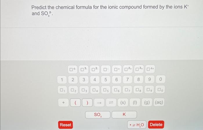 Solved Predict the chemical formula for the ionic compound | Chegg.com