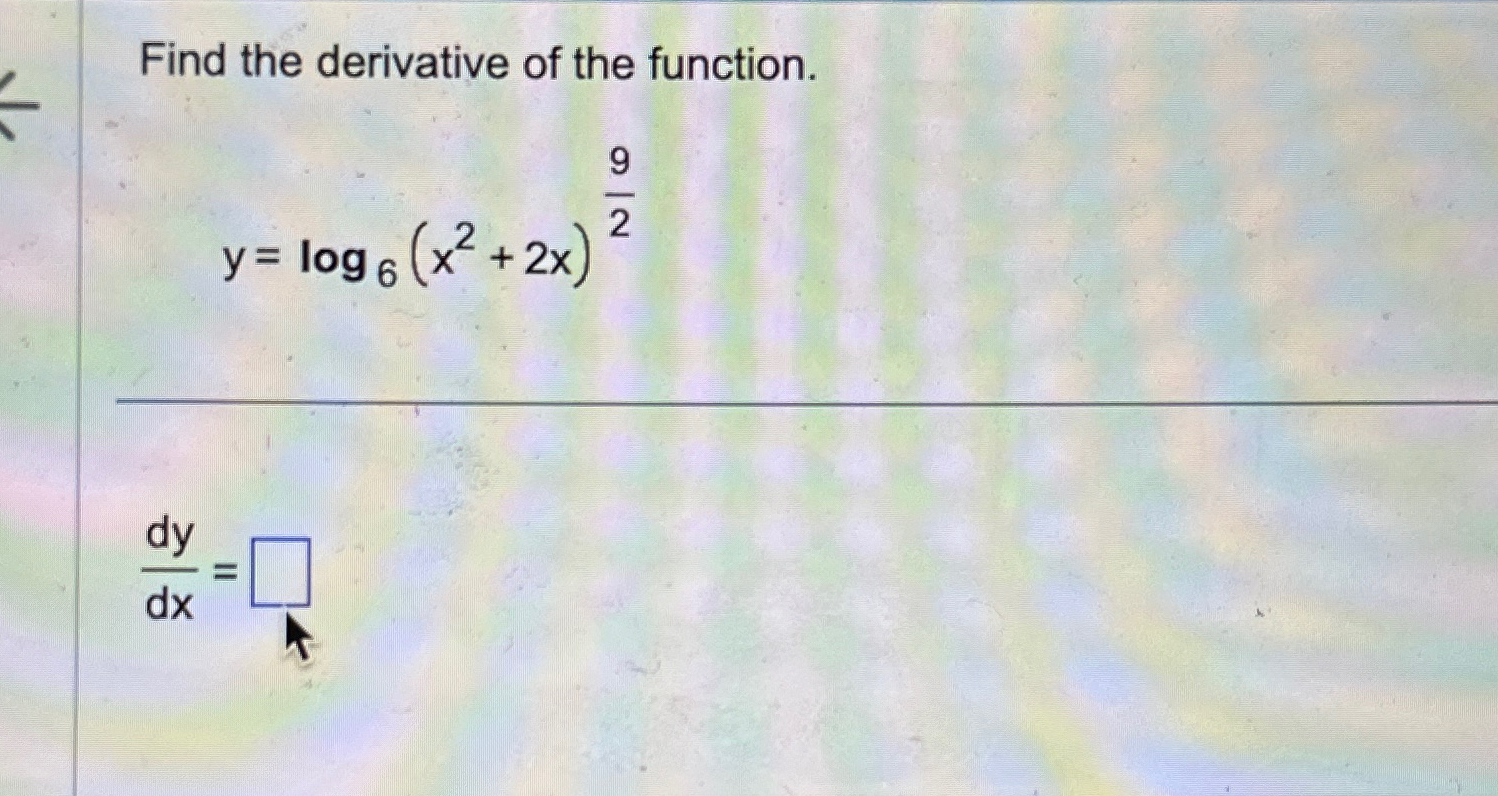 Solved Find the derivative of the | Chegg.com