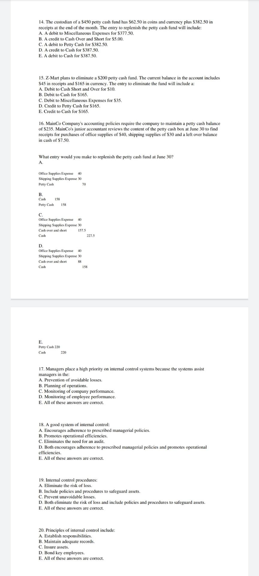 Solved Chapter 7 Tutorial Solutions INTERNAL CONTROLS | Chegg.com