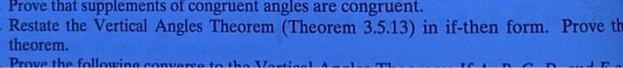 Solved Prove that supplements of congruent angles are | Chegg.com