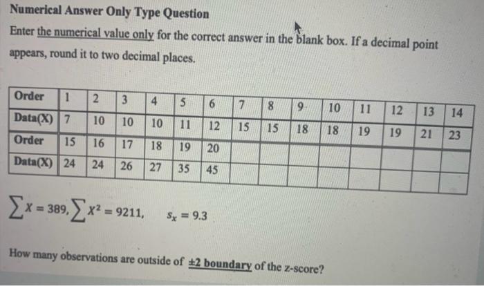 Solved Numerical Answer Only Type Question Enter the | Chegg.com