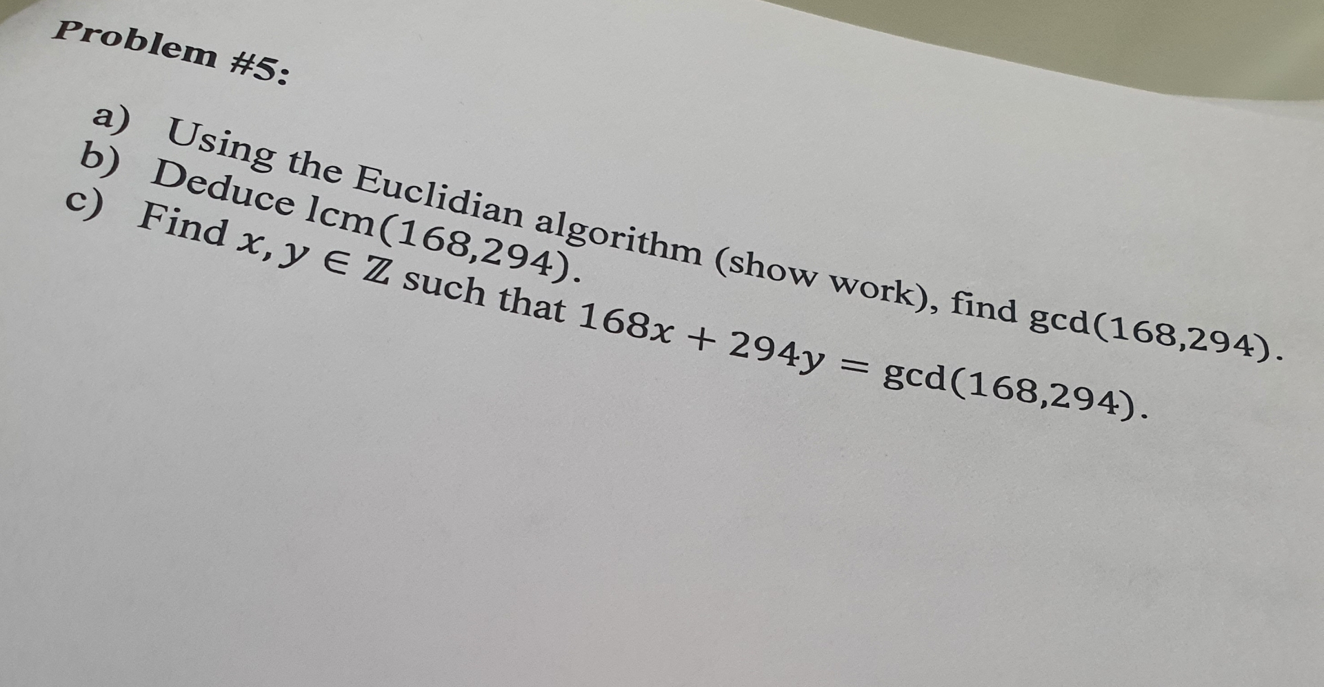 Solved Problem 75a using The Euclidian Algorithm Show