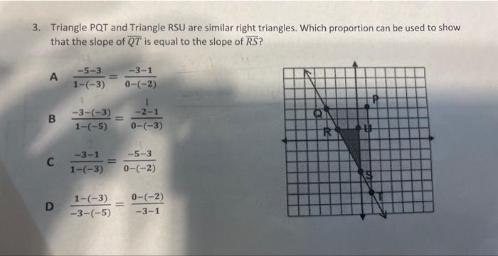 Solved Triangle PQT and Triangle RSU are similar right | Chegg.com