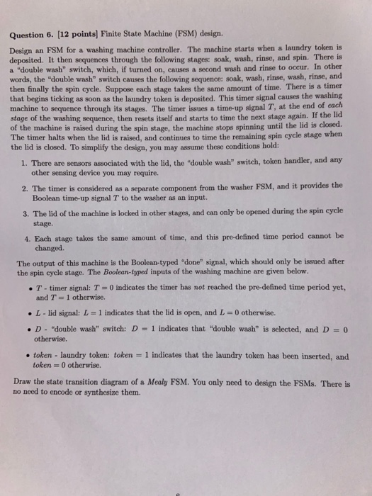Question 6. (12 points) Finite State Machine (FSM) | Chegg.com